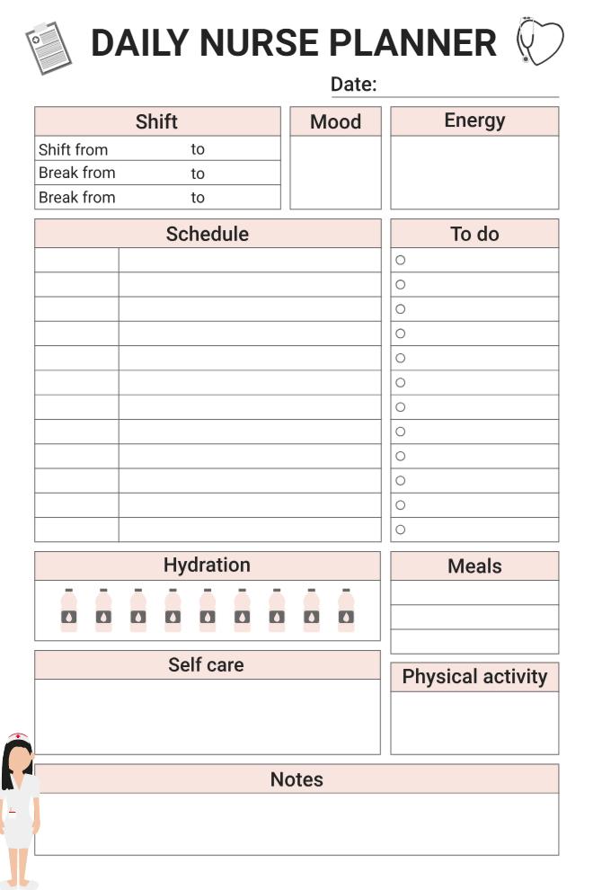 Nurse Planner Templates - Customizable | Printable | PDF | App