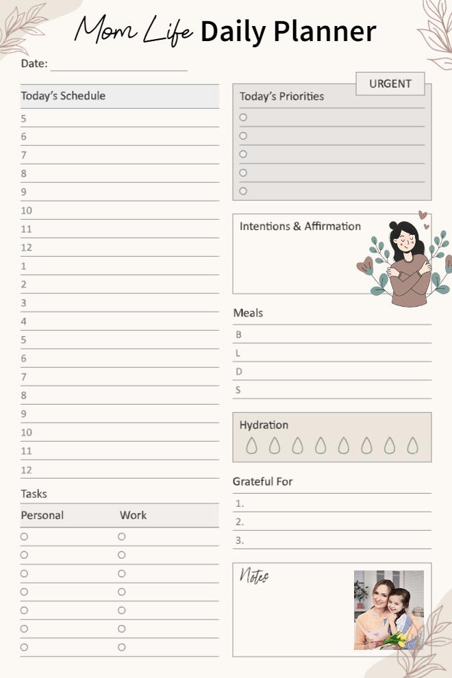 Mom Planner Templates - Customizable | Printable | PDF | App | Download